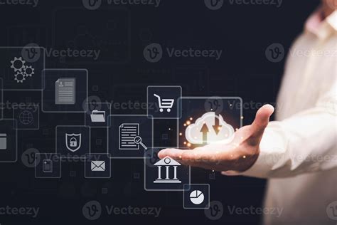 Cloud Computing Concept Icon In Male Hand Digital Network Data