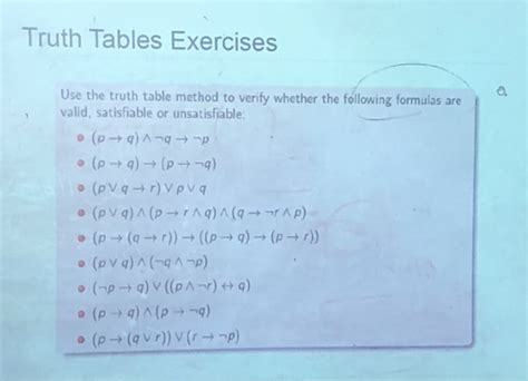 Solved Truth Tables Exercises Use The Truth Table Method To