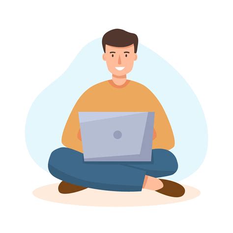 Man With Laptop 32468640 Vector Art At Vecteezy