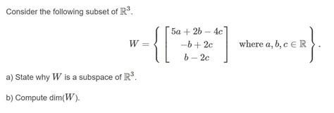 Solved Consider The Following Subset Of R W I A B Chegg Com