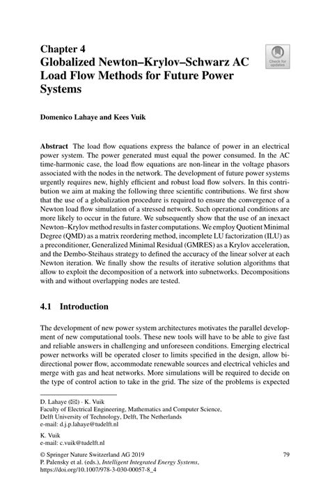 Pdf Globalized Newtonkrylovschwarz Ac Load Flow Methods For Future