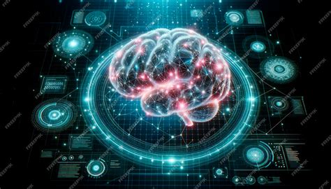 Premium Ai Image Digital Brain Interface On Black Background