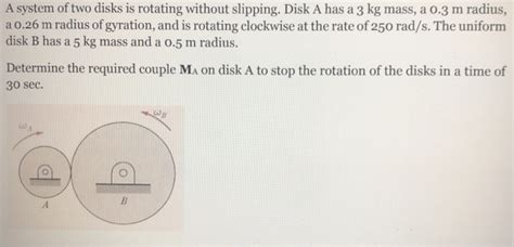 solved a system of two disks is rotating without slipping
