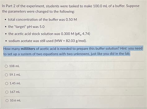 Solved In Part Of The Experiment Students Were Tasked To Chegg
