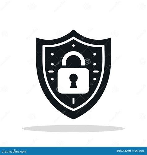 Shield And Padlock Icon Black Shield With Padlock Symbol Stock Vector Illustration Of
