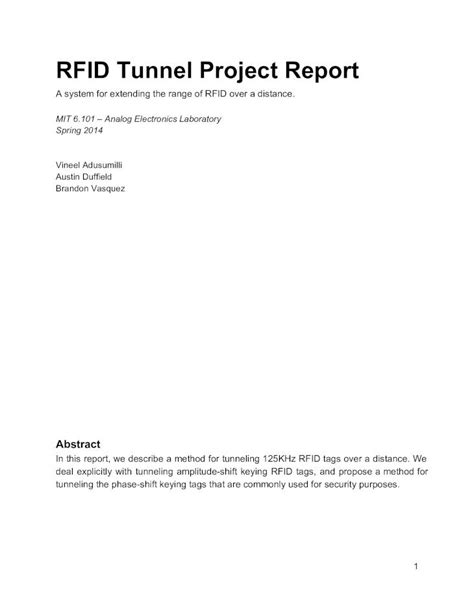 Pdf Rfid Tunnel Project Report Mit€¦ · Rfid Tunnel Project Report A