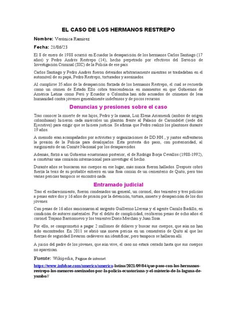 El Caso De Los Hermanos Restrepo Pdf Ecuador Derechos Humanos