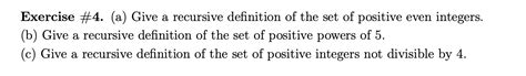 Solved Exercise 4 A Give A Recursive Definition Of The