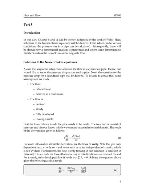 Part 5 Flow Solutions On The Navierstokes Equations Scaling And