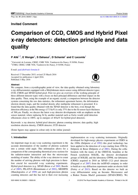 Comparison Of Ccd Cmos And Hybrid Pixel X Ray Detectors Detection