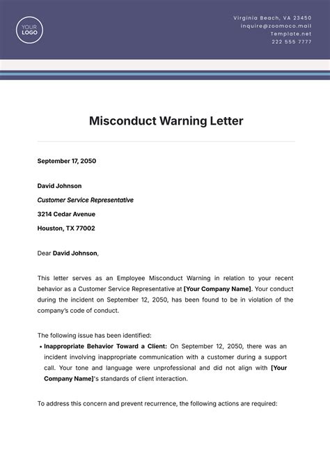Free Warning Letter Template To Edit Online