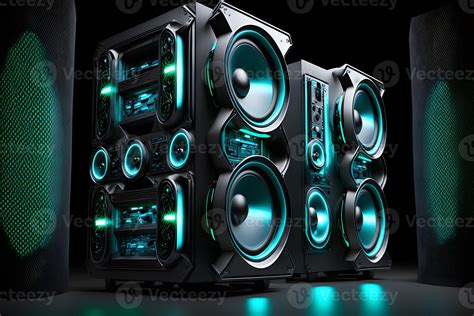 Big And Powerful Modern Sound Speakers Close Up Audio Stereo System Neural Network Generated