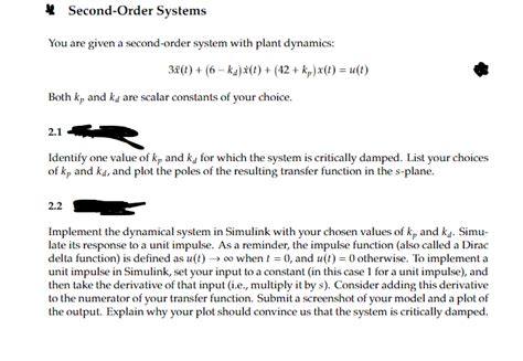 Solved Use Simulink as directed. 4 ﻿Second-Order SystemsYou | Chegg.com