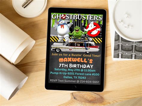 Editable Ghostbusters Birthday Invitation Canva Template Instant