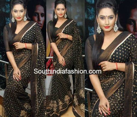 Ragini Dwivedi In Black Net Saree South India Fashion