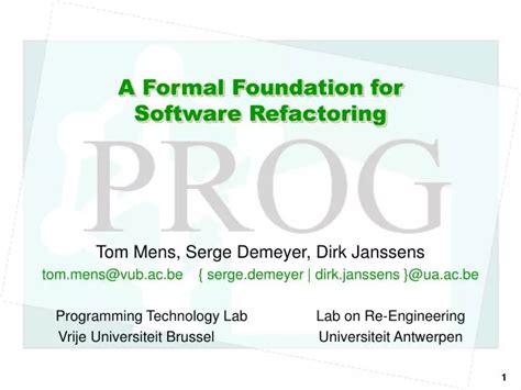 ppt a formal foundation for software refactoring powerpoint
