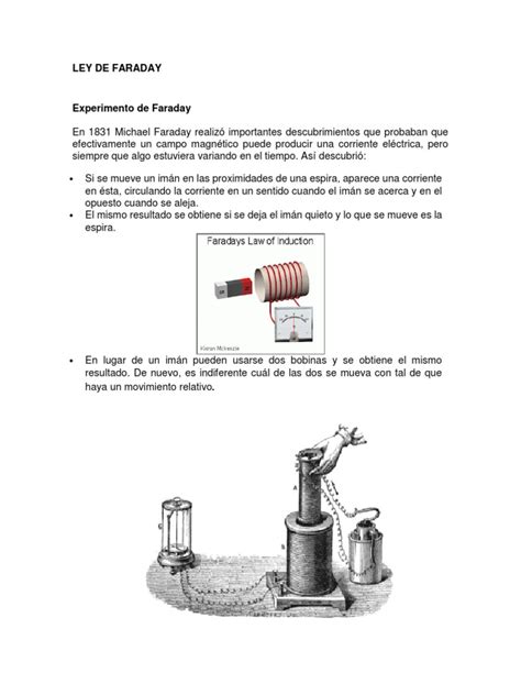 Experimento De Faraday Pdf Corriente Eléctrica Electromagnetismo