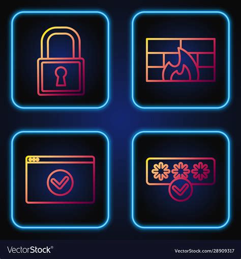 Set Line Password Protection And Safety Access Vector Image