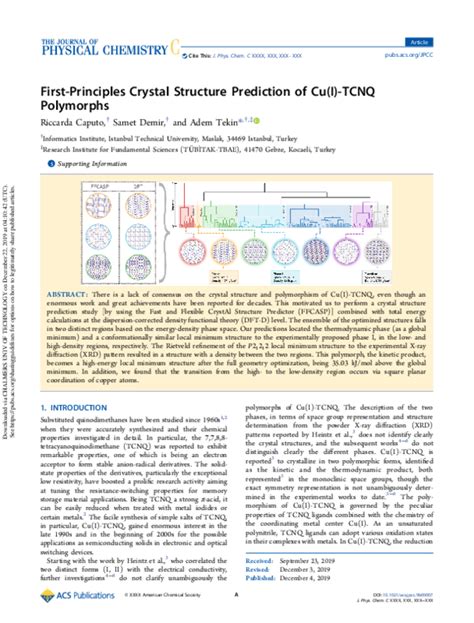 Pdf First Principles Crystal Structure Prediction Of Cui Tcnq Polymorphs