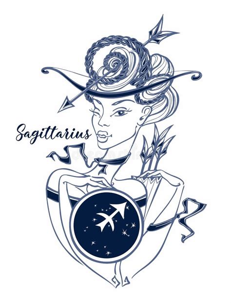Zodiac Sign Portrait Of A Woman Sagittarius Stock Vector Illustration Of Fantasy Beautiful
