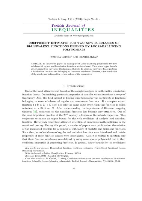 Pdf Coefficient Estimates For Two New Subclasses Of Bi Univalent Functions Defined By Lucas