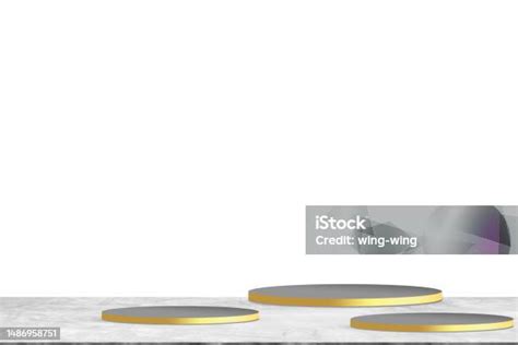 흰색 배경에 격리된 골드 그레이 연단 무대 플랫폼 테이블 제품 스튜디오 룸 바닥 시멘트 로프트 원형 선반 라운드 모형 디스플레이 스탠드 받침대 장면 쇼 여름 겨울 화장품 0