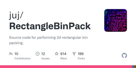 GitHub Juj RectangleBinPack Source Code For Performing D Rectangular Bin Packing