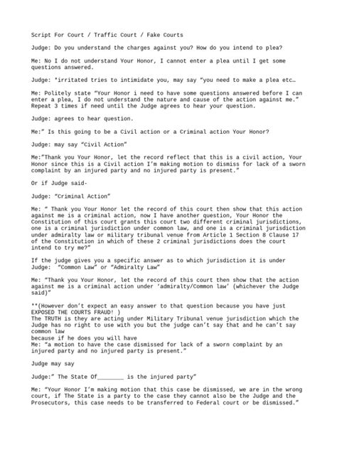 Script For Court Traffic Court Fake Courts Pdf Jurisdiction Contempt Of Court