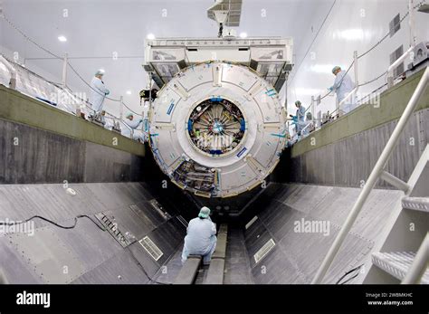 Iss Node 2 Is Lowered Into A Payload Canister At Kennedy Space Center