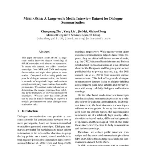 Mediasum A Large Scale Media Interview Dataset For Dialogue Summarization Acl Anthology