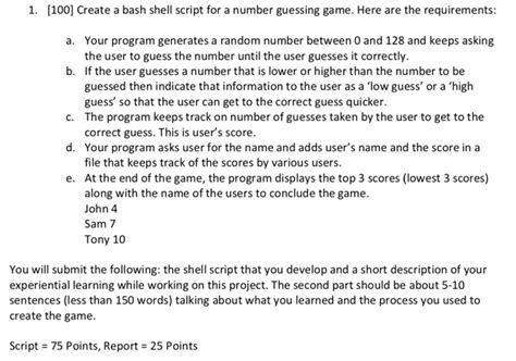 Solved 1 100 Create A Bash Shell Script For A Number