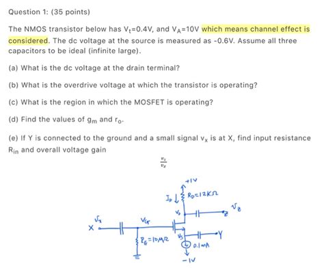 Solved Question 1 35 Points The Nmos Transistor Below Has