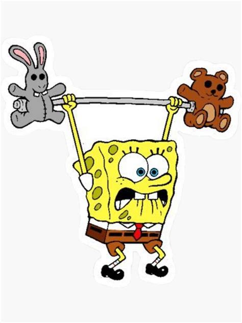 Workout With Spongebob Sticker For Sale By Mijak Redbubble