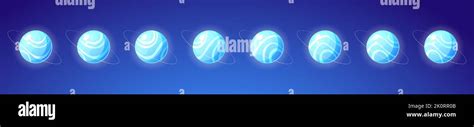 set of planet rotation isolated on background cartoon illustration of