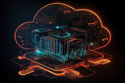 Cloud Compution On Data Server Cloud Technology Stock Illustration