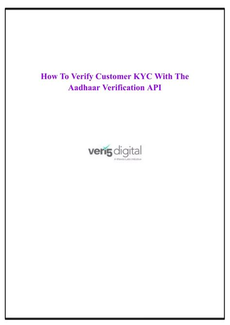 PPT How To Verify Customer KYC With The Aadhaar Verification API PowerPoint Presentation ID