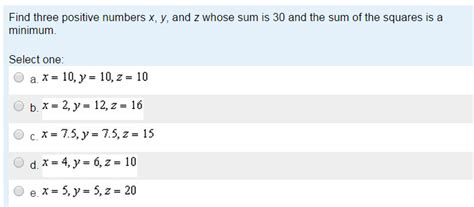 solved find three positive numbers x y and z whose sum is