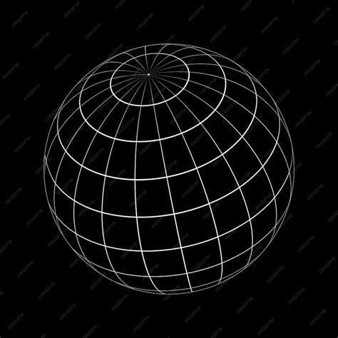 Premium Vector White 3d Sphere Wireframe Isolated On Black Background Orb Model Spherical