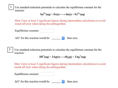 Solved 1use Standard Reduction Potentials To Calculate The