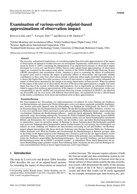 Pdf Examination Of Various Order Adjoint Based Approximations Of Observation Impact