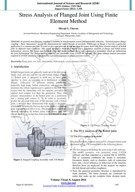 pdf stress analysis of flanged joint using finite element method