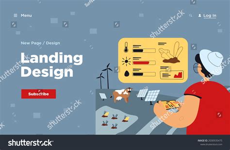 Farmer Analyzing Data On Eco Farming Stock Vector Royalty Free