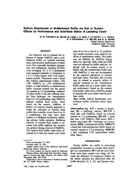 Sodium Bicarbonate Or Multielement Buffer Via Diet Effects On Performanc And Acid Base Status