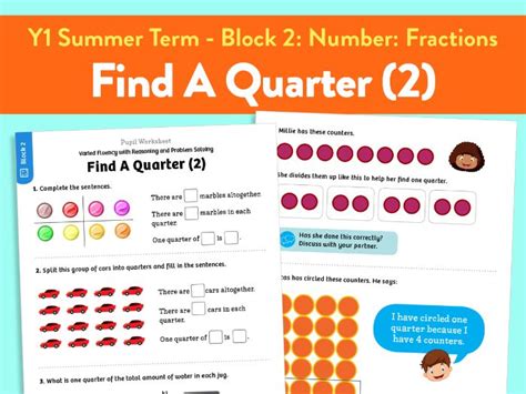 Y1 Summer Term Block 2 Number Fractions Find A Quarter Part 2 Teaching Resources