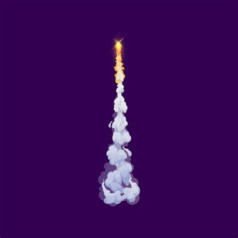 Premium Vector | Cartoon rocket smoke trail with jet fire contrail