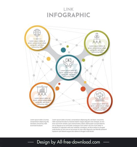 Link Infographic Template Flat Circles Lines Connection Vectors Images Graphic Art Designs In