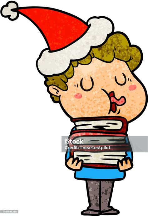 산타 모자를 쓰고 노래하는 남자의 손으로 그린 질감 만화 기이함에 대한 스톡 벡터 아트 및 기타 이미지 기이함 낙서 드로잉 남자 Istock