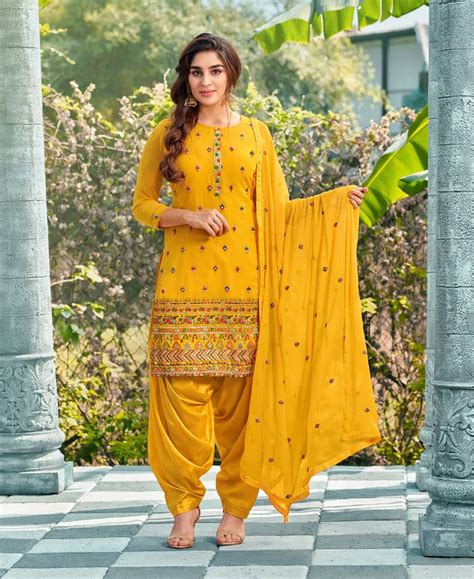 Salwar Kameez Georgette Based Yellow Kreataghna Collection 3947495