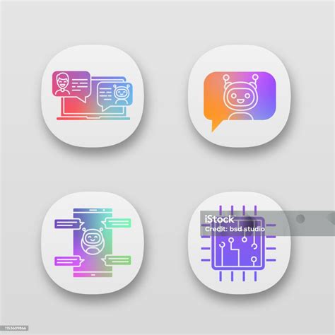 Chatbots Icons Stock Illustration Download Image Now Cpu Chatbot Cut Out Istock