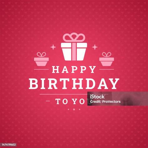 생일 축 하 핑크 로맨틱 선물 빈티지 인사말 소셜 미디어 게시물 템플릿 벡터 일러스트 레이 션 사회 문제에 대한 스톡 벡터 아트 및 기타 이미지 Istock